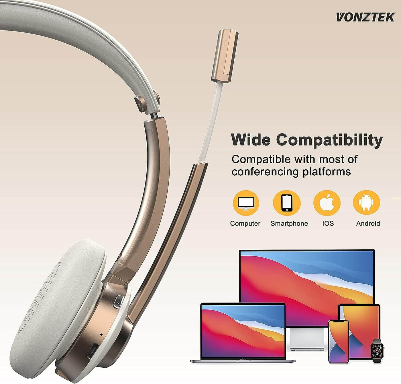 vonztek:Wireless & Bluetooth Headsets | Headphones with Mic for PC